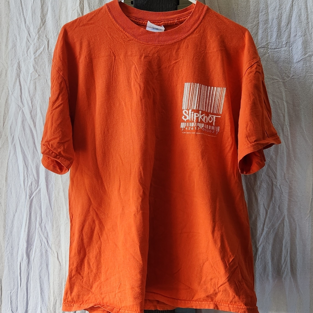 Rare Vintage Slipknot 2001 Orange Barcode Rock Band T… - Gem